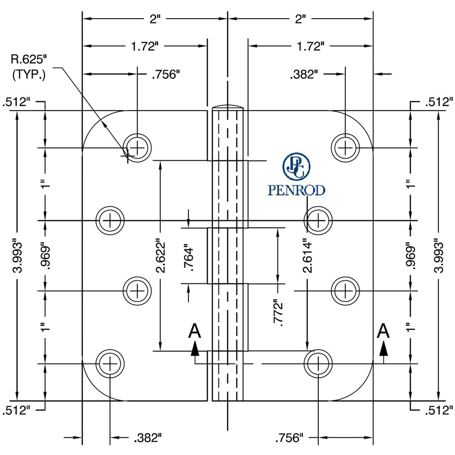Exterior Hinge - Masonite Hole Pattern (1 piece) – Pease Doors: The ...