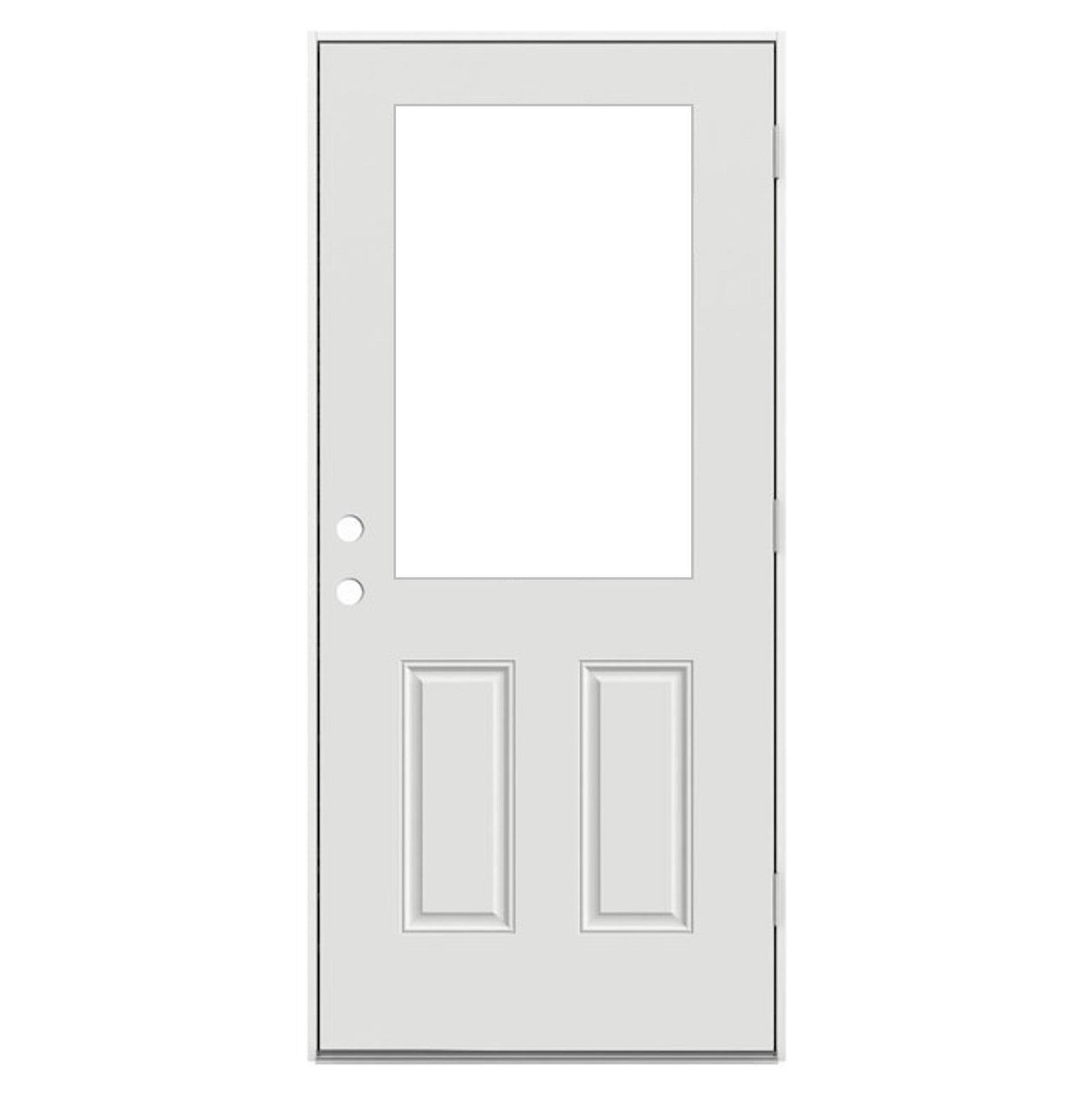 30" x 80" OUTSWING Prehung Smooth Fiberglass Entry Door System (6 Pane ...
