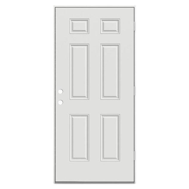 32" x 80" OUTSWING Prehung Smooth Fiberglass Entry Door System (6 Pane ...
