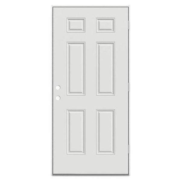 34" x 80" OUTSWING Prehung Smooth Fiberglass Entry Door System (6 Pane ...