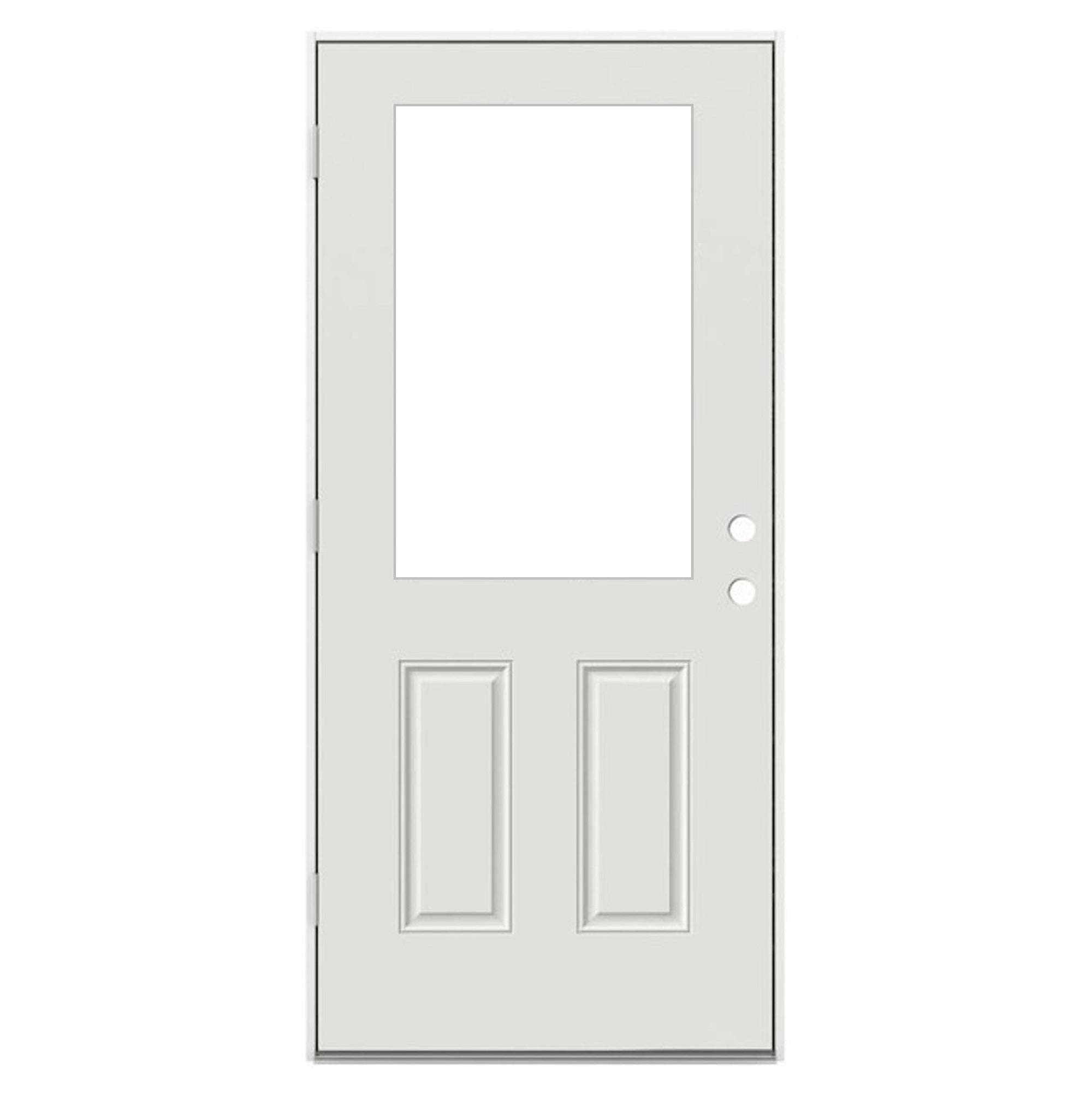 30" x 80" OUTSWING Prehung Smooth Fiberglass Entry Door System (6 Pane ...