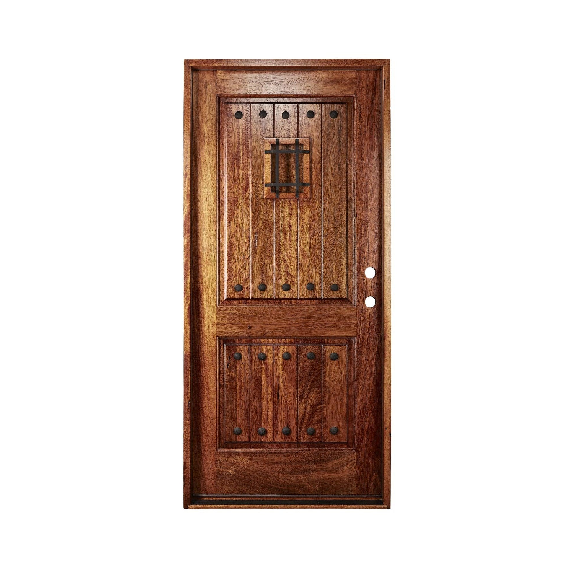 36" Prehung Rustic Mahogany Entry Door System (Speakeasy Clavos ...
